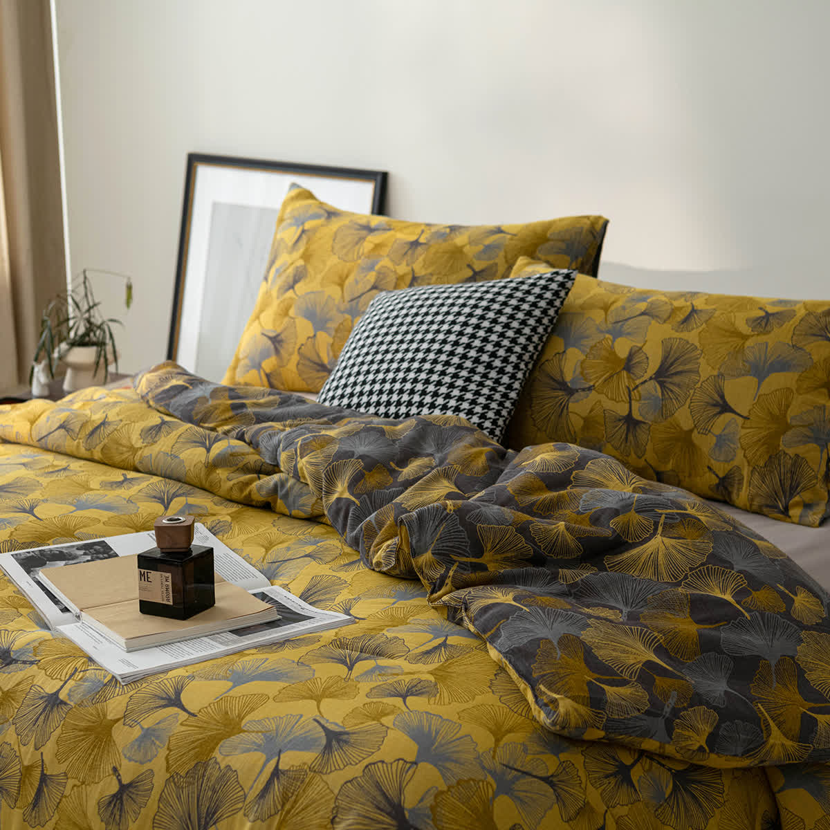 Ownkoti Ginkgo Leaf Cotton Gauze Elegant Bedding – ownkoti