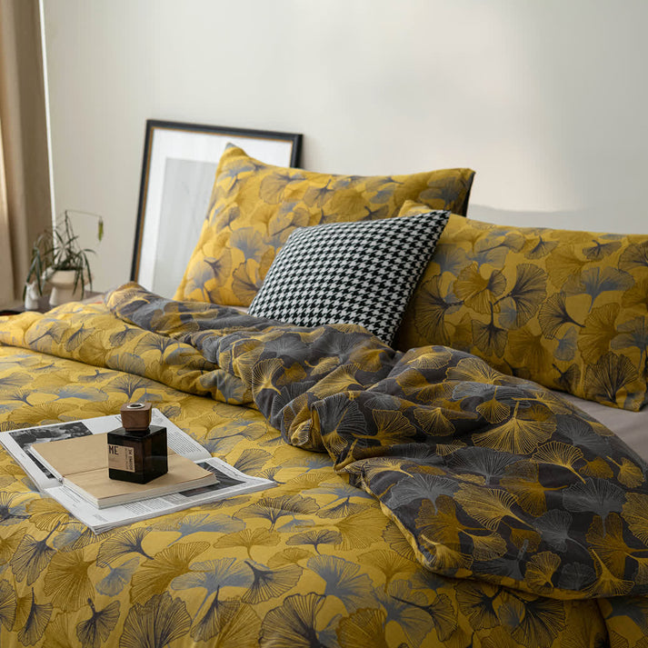 Ownkoti Ginkgo Leaf Cotton Gauze Elegant Bedding – ownkoti