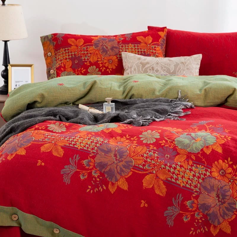 Ownkoti Pure Cotton Floral Button Bedding Sets (4PCS) – ownkoti