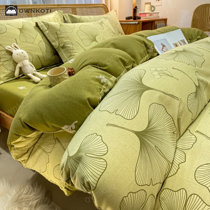 Ownkoti Brushed Cotton Ginkgo Leaf Bedding – ownkoti
