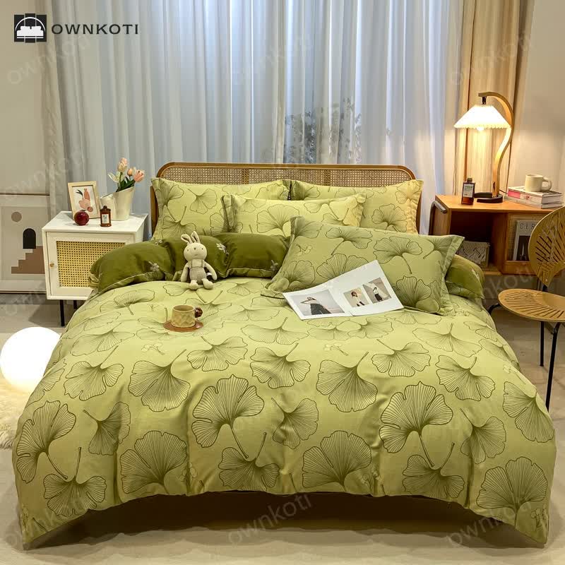 Ownkoti Brushed Cotton Ginkgo Leaf Bedding – ownkoti