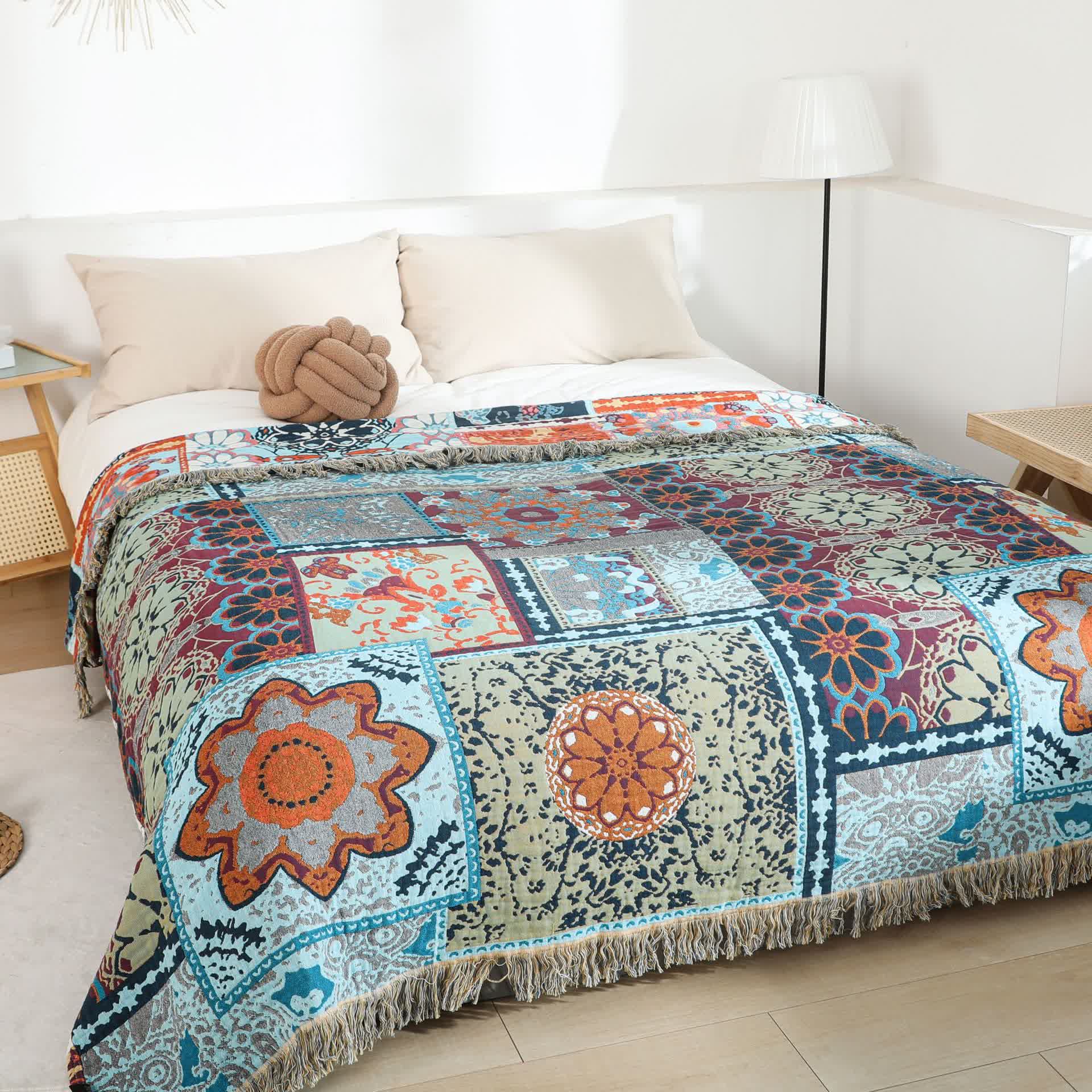 Ownkoti Boho Patchwork Mandala Cotton Reversible Quilt – ownkoti