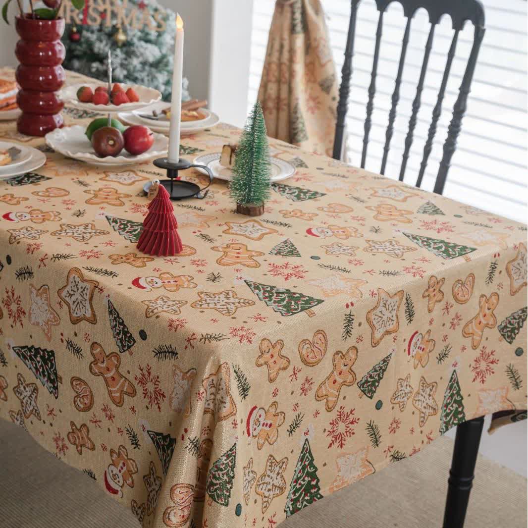 Christmas Tree & Gingerbread Man Holiday Tablecloth – ownkoti