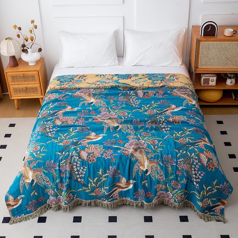 Retro Bird Cotton Gauze Tassel Quilt – ownkoti