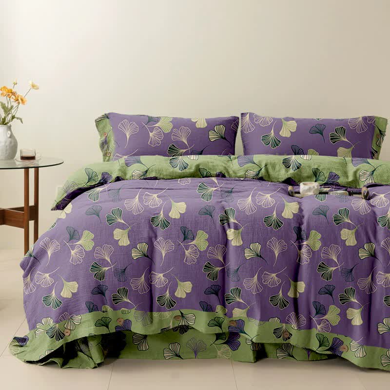 Ownkoti Ginkgo Cotton Reversible Bedding Set(4PCS) – ownkoti