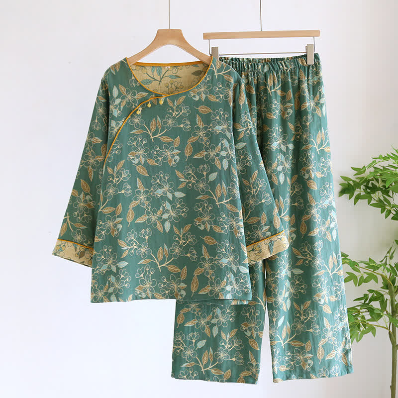 Ownkoti Vintage Floral Cotton Casual Pajama Set – ownkoti